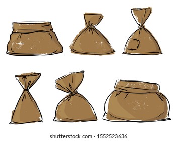 Canvas Sack Set Vector Hand Drawn Stock Vector (Royalty Free ...