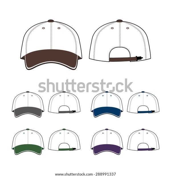 Cap Template Front Back View Vector 库存矢量图（免版税）288991337 | Shutterstock