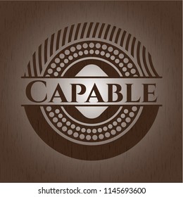 Capable Badge Wooden Background Stock Vector (Royalty Free) 1145693600 ...