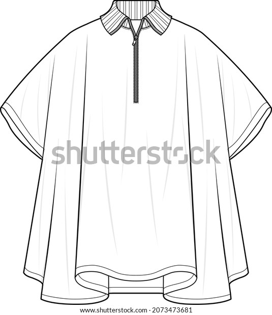 Cape Poncho Flat Sketch Vector Illustration Stock Vector (Royalty Free ...