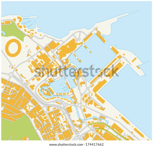 Cape Town Waterfront Map Stock Vector (Royalty Free) 174417662