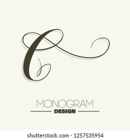 Capital C Hand Lettering Monogram Design Stock Vector (Royalty Free ...