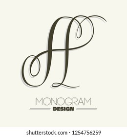 Capital Hand Lettering Monogram Design Stock Vector (Royalty Free ...