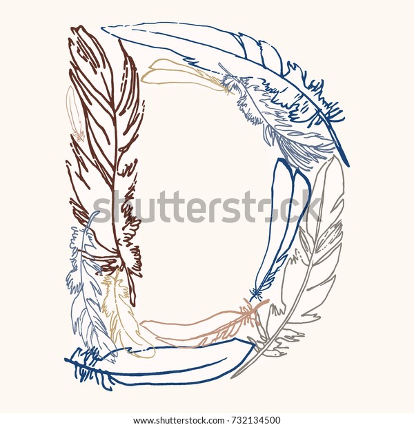 Capital Letter D Vector Handdrawn Monogram Stock Vector (Royalty Free ...