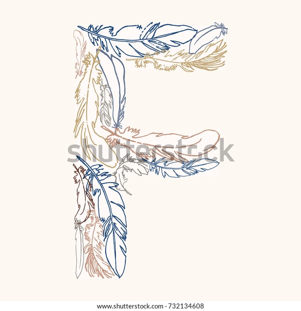 Capital Letter F Vector Handdrawn Monogram Stock Vector (Royalty Free ...
