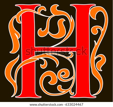 Capital Letter H Large Letter Illuminated Stock Vector (Royalty Free ...