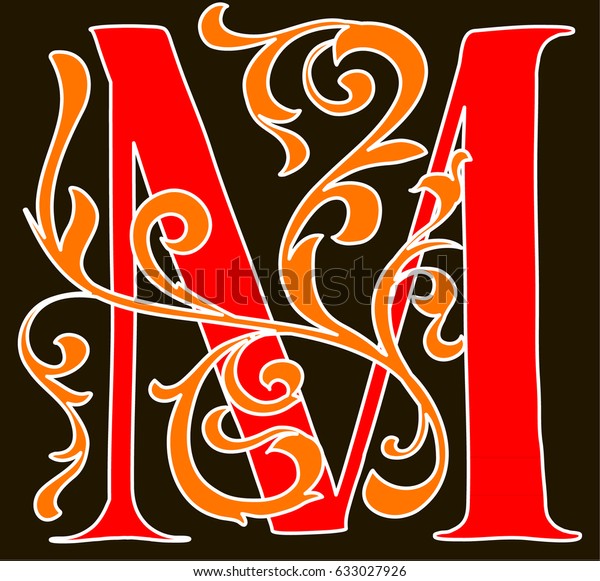 Capital Letter M Large Letter Illuminated 库存矢量图（免版税）633027926 ...