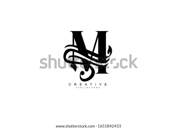 Capital Letter M Monogram Logo Flourishes Stock Vector (Royalty Free ...