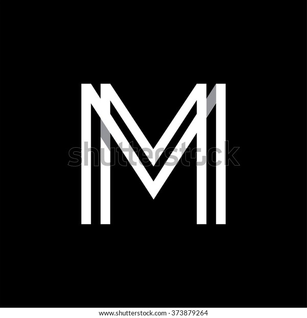 Capital letter M. Overlapping with shadows logo, monogram trendy design.