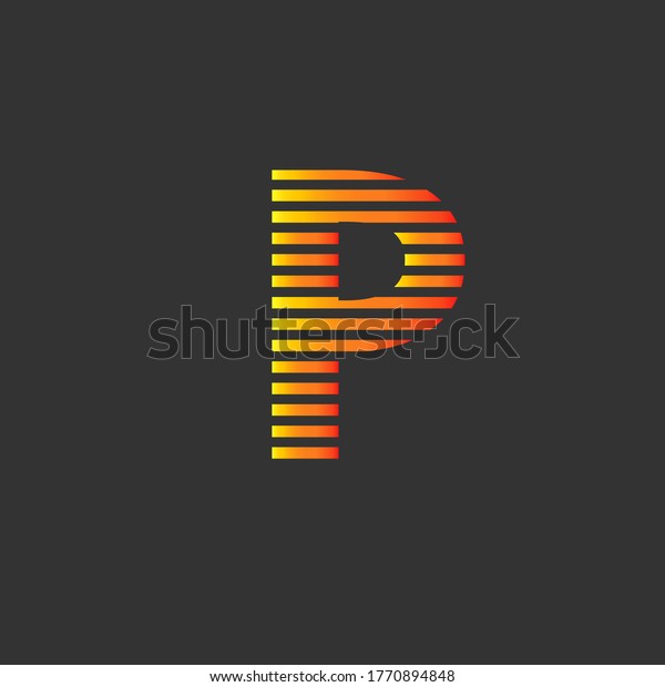Capital Letter P Texture Lines Orange Stock Vector (Royalty Free ...