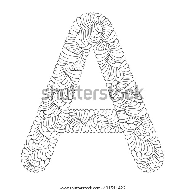 Capital Letter Style Doodle Black White Stock Vector (Royalty Free ...