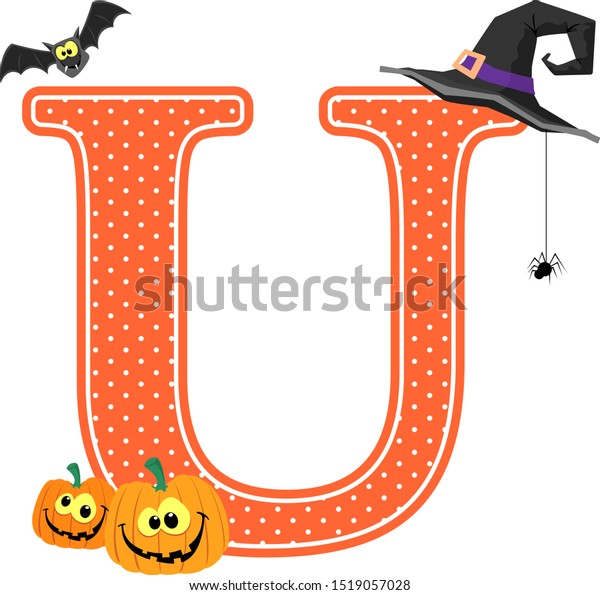 Capital Letter U Smiling Pumpkins Halloween Stock Vector (Royalty Free ...