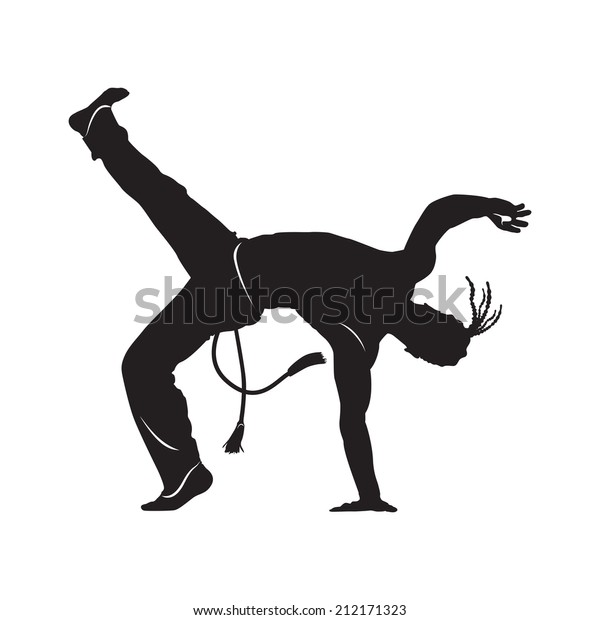 Capoeira Dancer Silhouette Isolated On White Stock Vector (Royalty Free ...