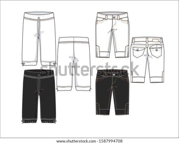 Capri Pants Denim Cut Offs Technical Stock Vector (Royalty Free ...