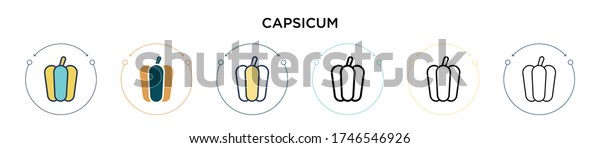 Capsicum Icon Filled Thin Line Outline Stock Vector (Royalty Free ...