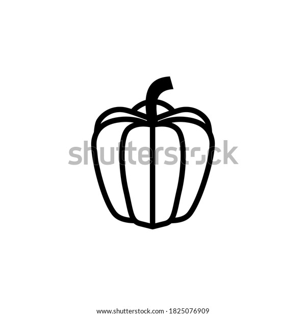 Capsicum Line Icon Bell Pepper Outline Stock Vector (Royalty Free ...