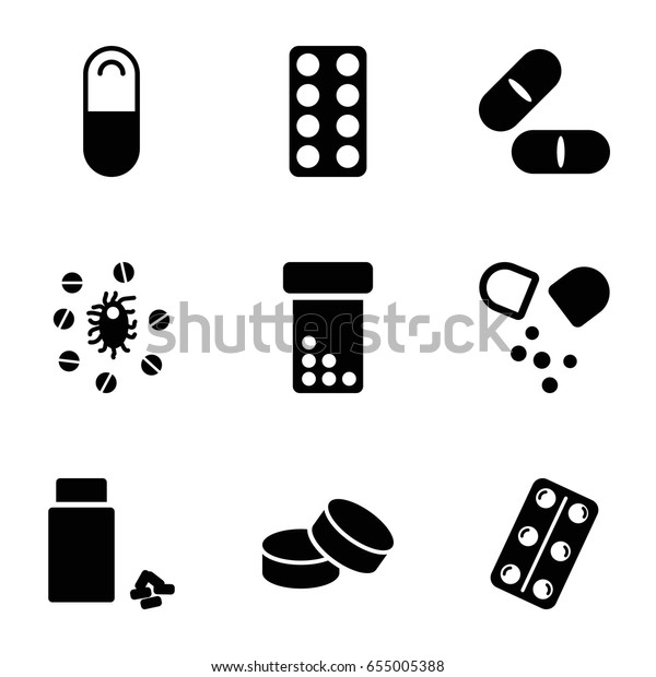Capsule Icons Set Set 9 Capsule Stock Vector (Royalty Free) 655005388