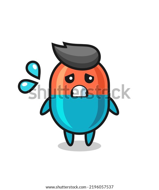 Capsule Mascot Character Afraid Gesture Cute Stock Vector (Royalty Free ...
