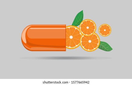 Capsule Pill Mock Orange Fruit Leaf Stock Vector (Royalty Free ...