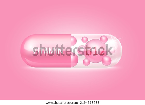 Capsule Vitamin B12 Structure Pink White Stock Vector (Royalty Free ...