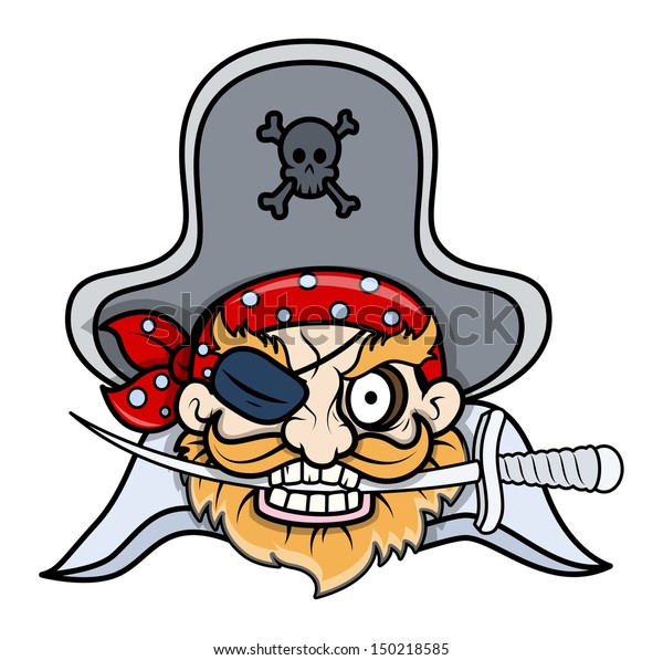 Vektor Stok Captain Black Pirate Vector Cartoon Illustration (Tanpa ...