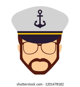 Captain Sailor Face Cartoon Portrait Stock Vector (Royalty Free) 1201478182