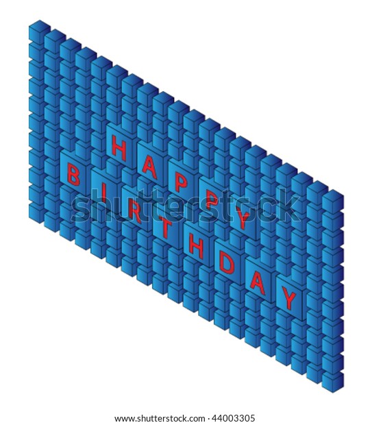 Vektor Stok Caption Happy Birthday Written On Cubes (Tanpa Royalti ...