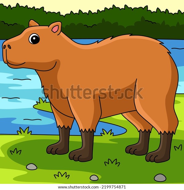 Capybara Animal Colored Cartoon Illustration Stock Vector (Royalty Free ...