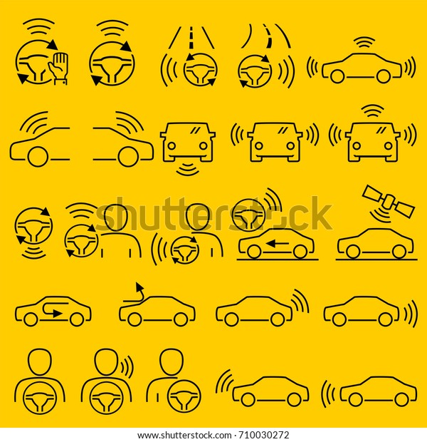 Car Accessory Navigation System Icons Outline Stock Vector (Royalty ...