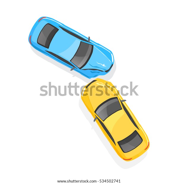Car Accident Car Crash Top View: เวกเตอร์สต็อก (ปลอดค่าลิขสิทธิ์ ...