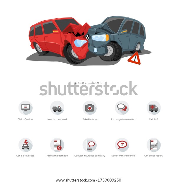Car Accident Icon Set Application Infographic Stock Vector (Royalty ...