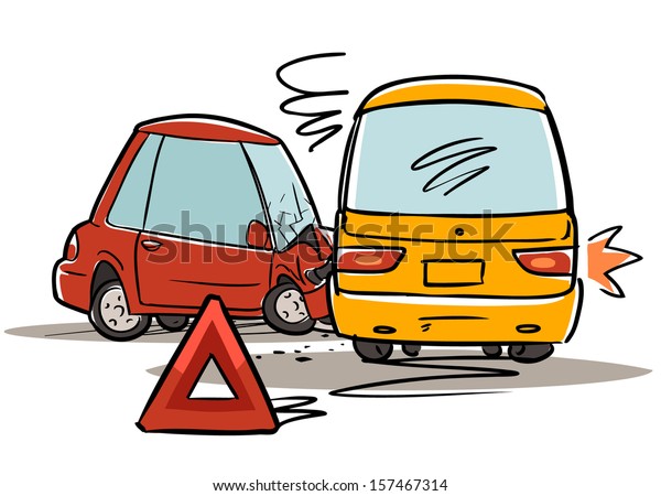 Car Accident Red Triangle Sign Cartoon Stock Vector (Royalty Free ...