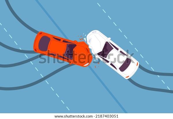 Car Accident Top View Two Crash: เวกเตอร์สต็อก (ปลอดค่าลิขสิทธิ์ ...
