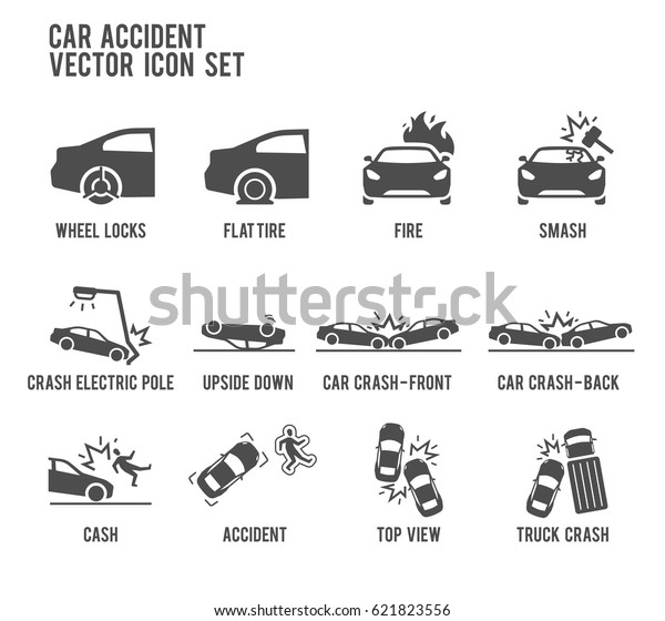 Car Accident Vector Icon Illustration Included Stock Vector (Royalty ...