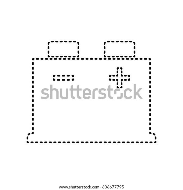 Car Battery Sign Vector Black Dashed Stock Vector (Royalty Free ...