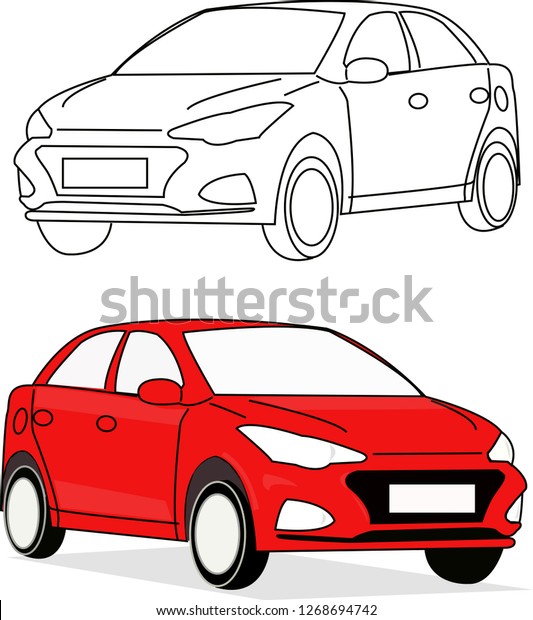 Car Black Outline Red Stock Vector (Royalty Free) 1268694742 | Shutterstock
