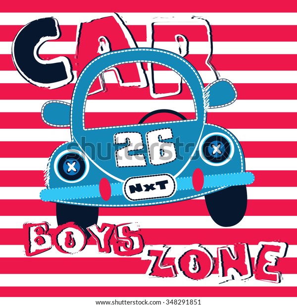 Car Cartoon On Striped Background Tshirt Stock Vector (Royalty Free ...