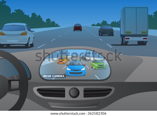 Car Cockpit Rear View Camera Image Stock Vector (Royalty Free ...