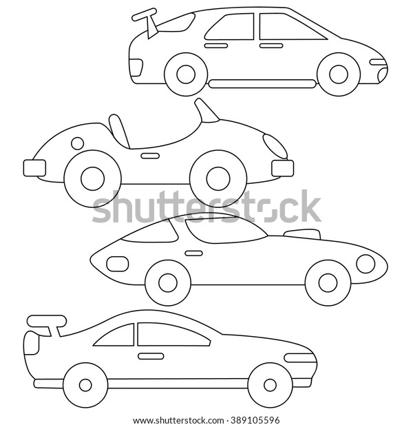 Car Coloring Page Cartoon Vector Illustration 스톡 벡터(로열티 프리) 389105596 ...