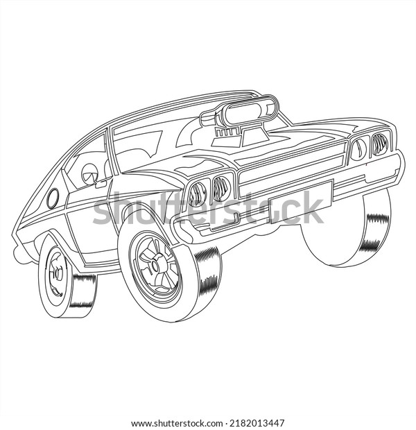 Car Contour Isolated On White Background Stock Vector (Royalty Free ...