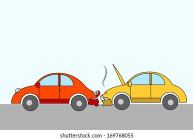 Car Accident Comic Style Vector Illustration Stock Illustration 573850018