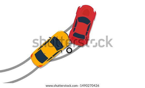 Car Crash Accident Top View Vector Stock Vector (Royalty Free ...