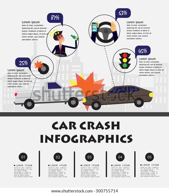 Car Crash Concept Infographics Vector Illustration Stock Vector ...