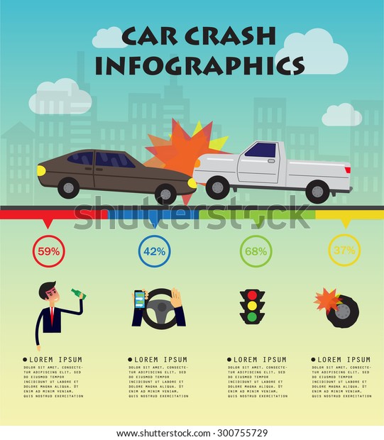 Car Crash Concept Infographics Vector Illustration: stockvector ...