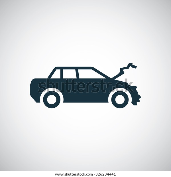 icono de choque de coche, en fondo blanco