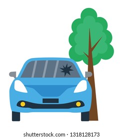 Car Crash Into Tree Conceptualizing Vehicle Stock Vector (Royalty Free ...