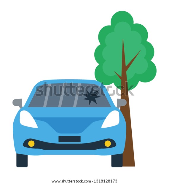 Car Crash Into Tree Conceptualizing Vehicle Stock Vector (Royalty Free ...