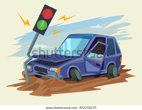 Car Crash Road Accident Vector Flat Stock Vector (Royalty Free ...