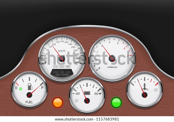 Car Dashboard Panel Decorated Wood Vector Stock Vector (Royalty Free ...