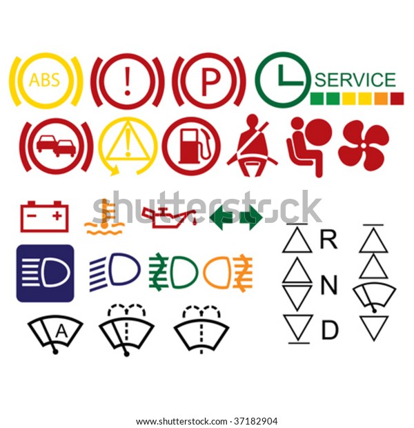 Car Dashboard Signs Isolated On White Stock Vector (Royalty Free ...
